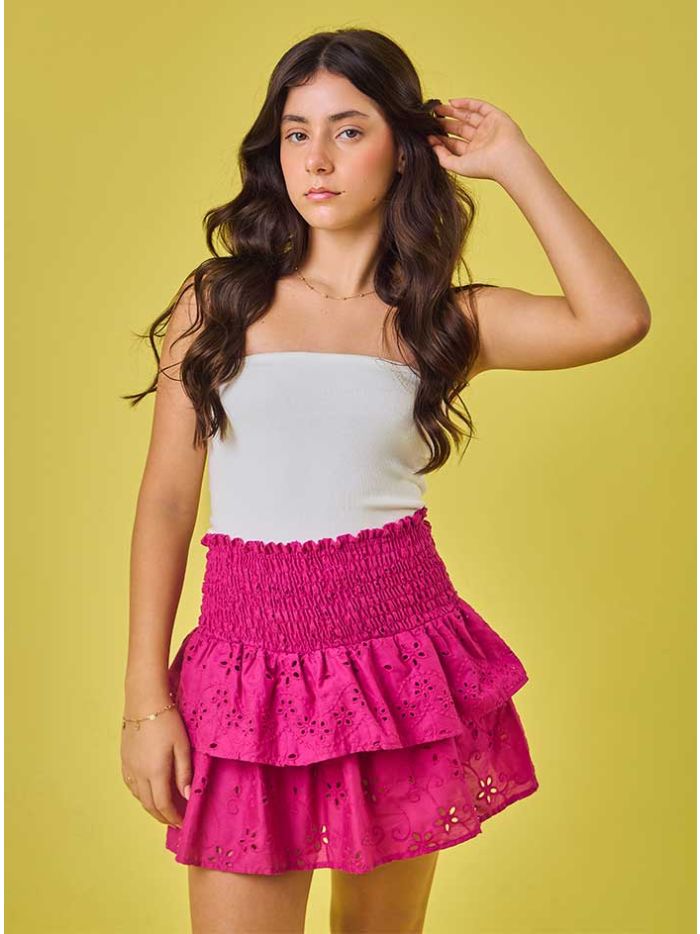 Coisas di Maria - Saia Bella Laise Fucsia - Pelo Céu de Marrakech
